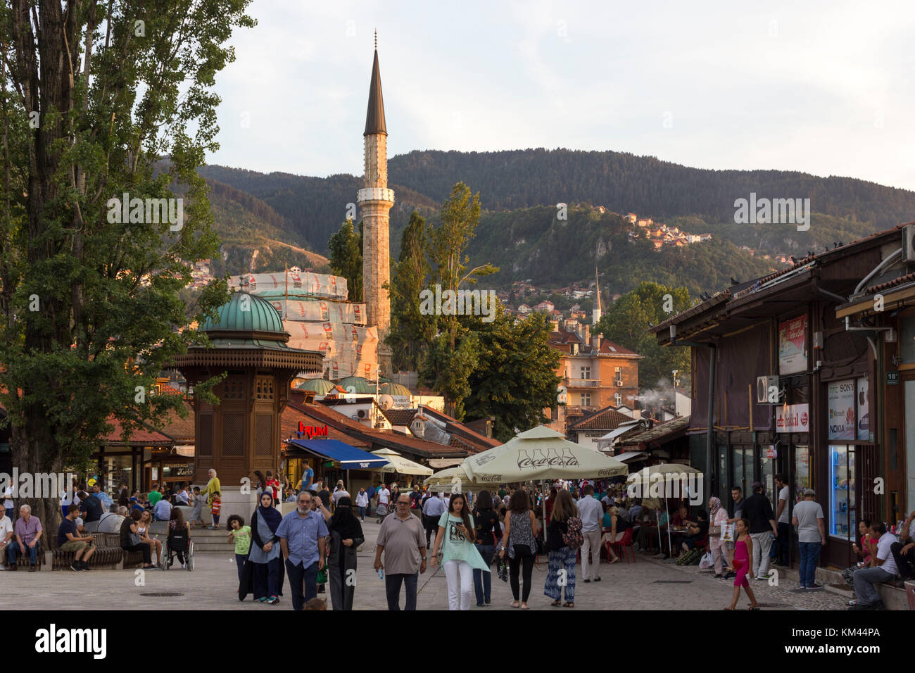 SARAJEVO, BOSNIA AND HERZEGOVINA - AUGUSt 18 2017: People around the ...