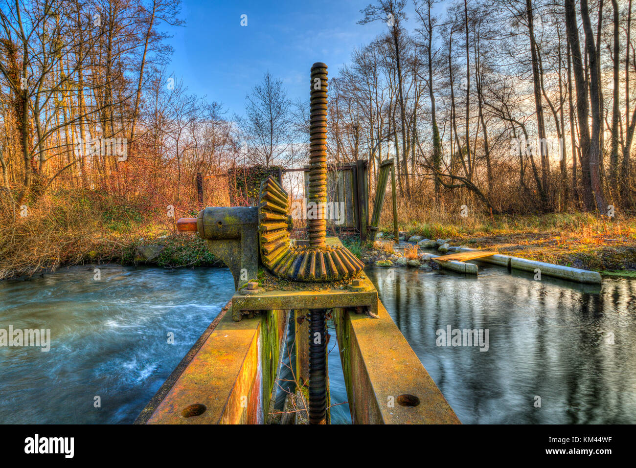 Lock assembly on small canal Stock Photo - Alamy