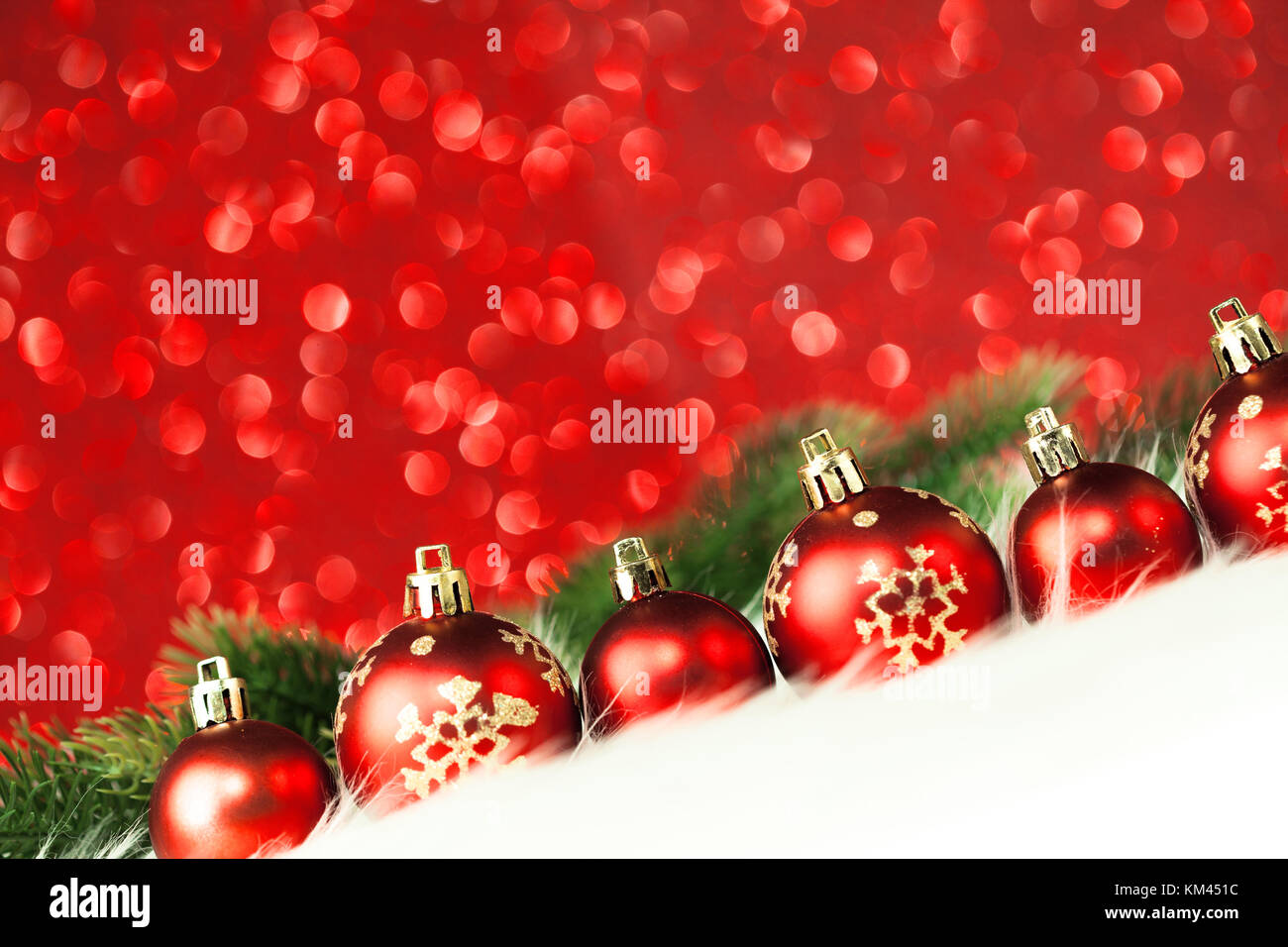 Red Christmas balls in snow Stock Photo - Alamy
