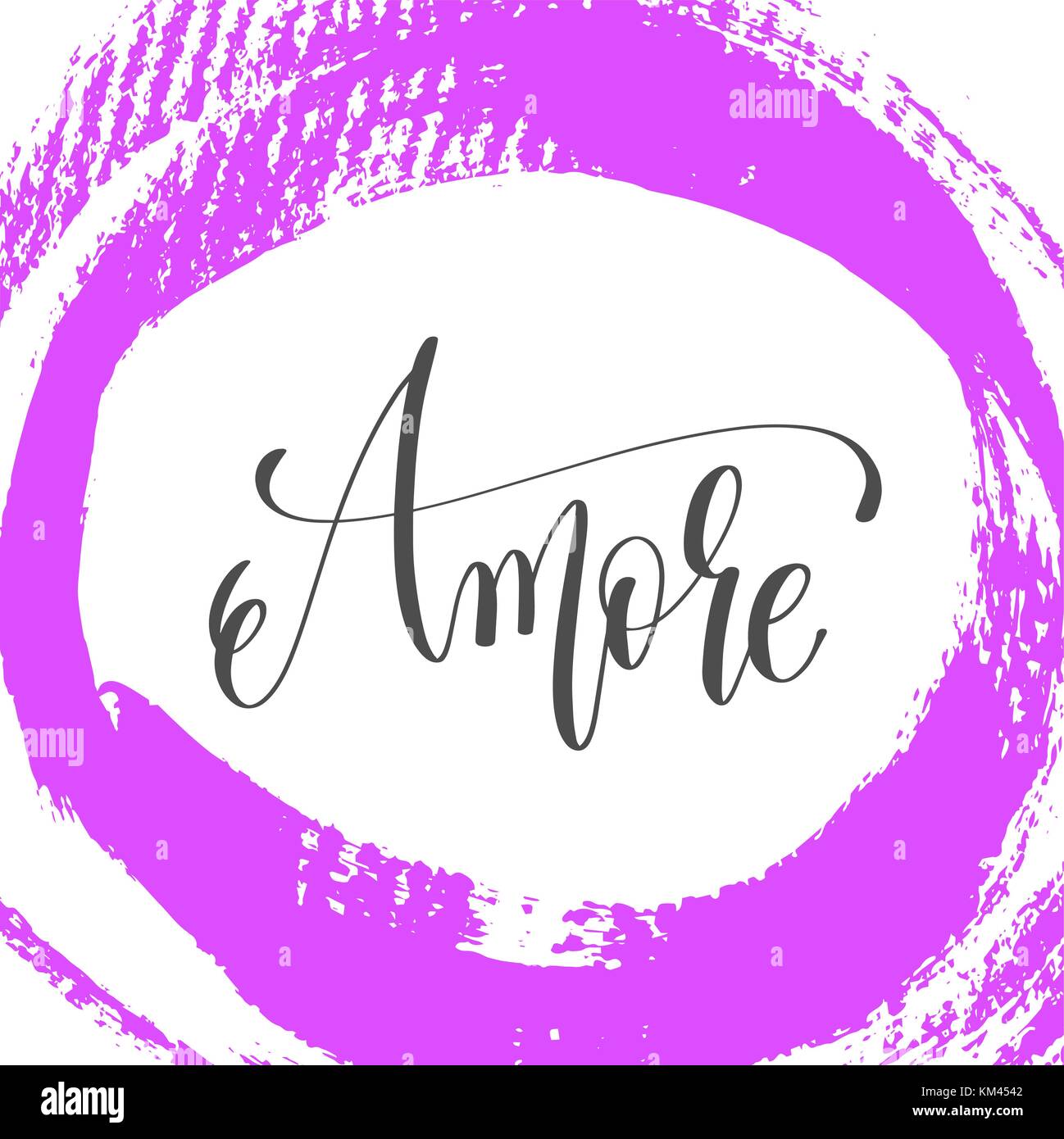 amore - hand lettering poster on pink brush stroke pattern Stock Vector ...