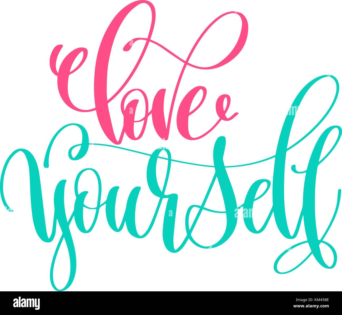 love yourself - hand lettering calligraphy positive quote design Stock ...