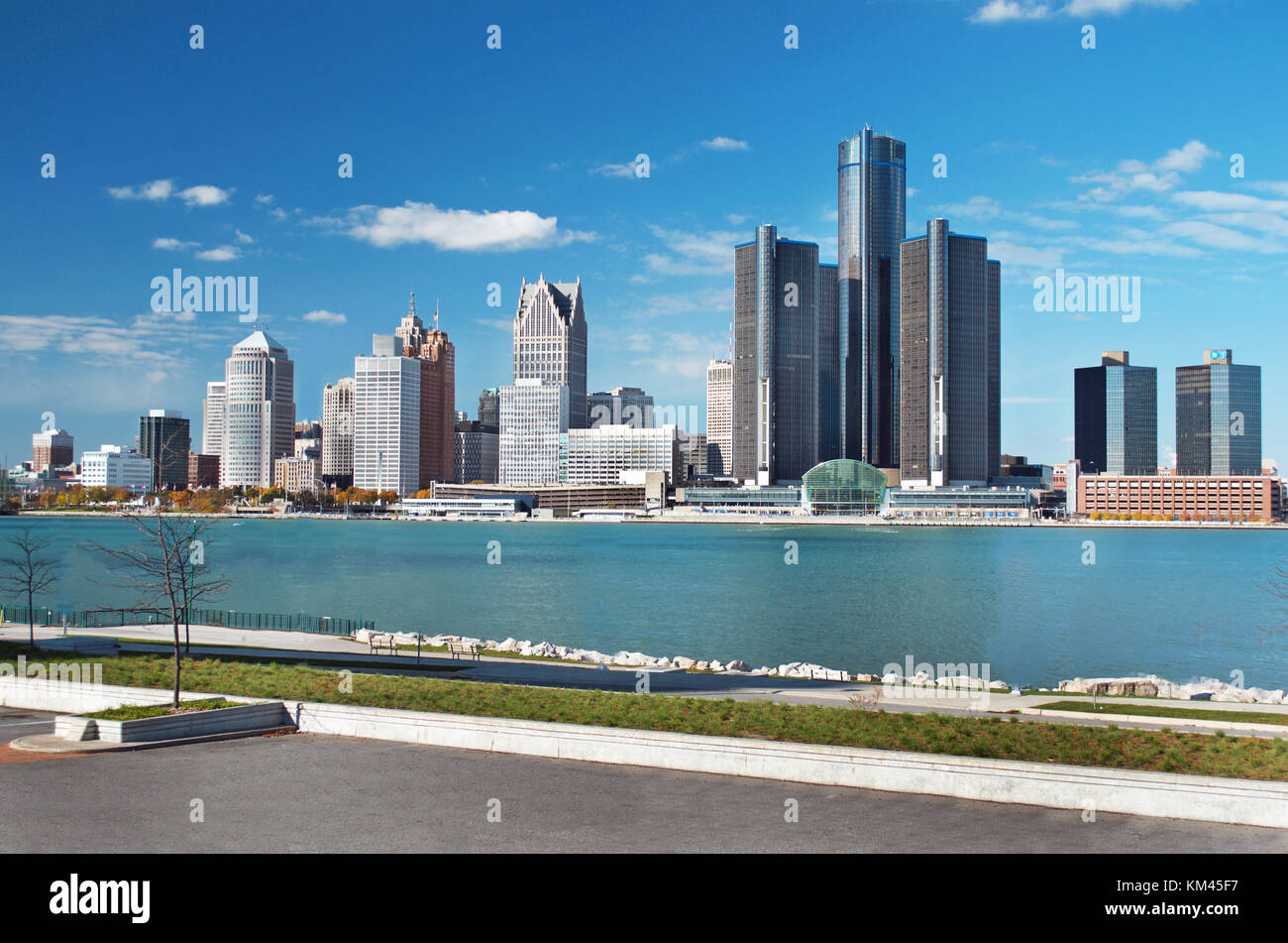 Detroit Panoramic View From Canada November 2017 Stock Photo - Alamy