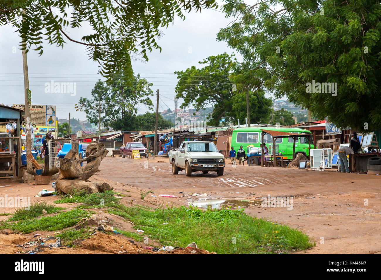 Traffic on rural road near Accra, Ghana, Africa Stock Photo - Alamy