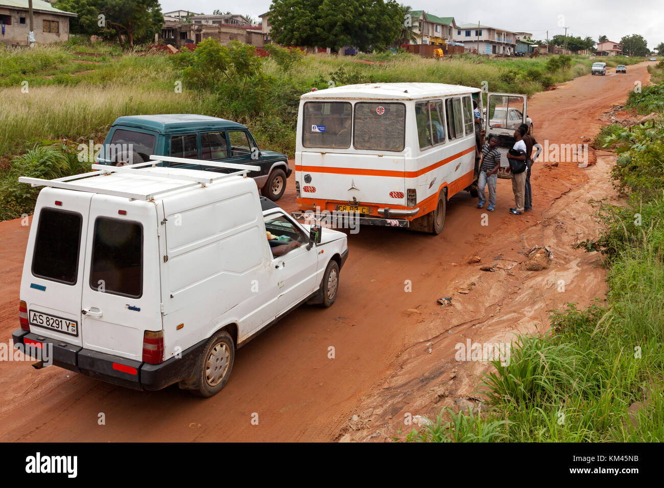 Traffic on rural road near Accra, Ghana, Africa Stock Photo - Alamy