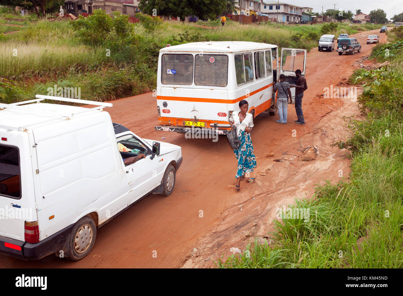 Traffic on rural road near Accra, Ghana, Africa Stock Photo - Alamy