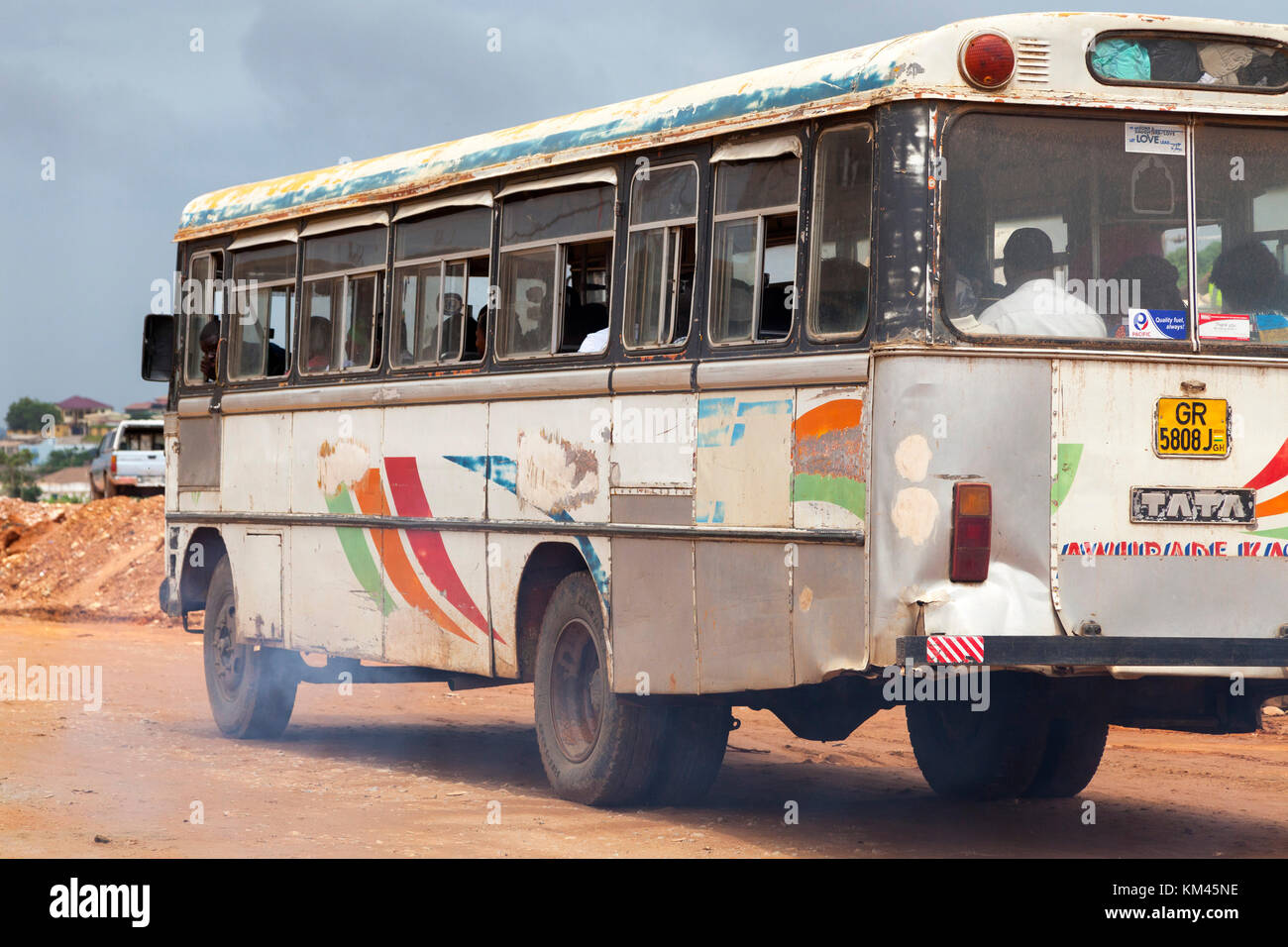 Traffic on rural road near Accra, Ghana, Africa Stock Photo - Alamy