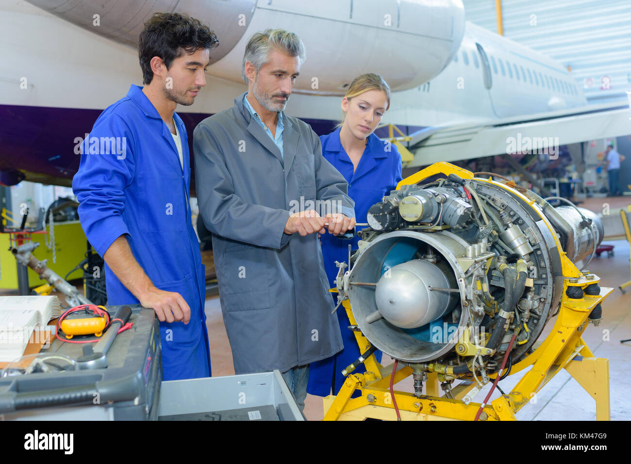 young aircraft assemblers Stock Photo - Alamy