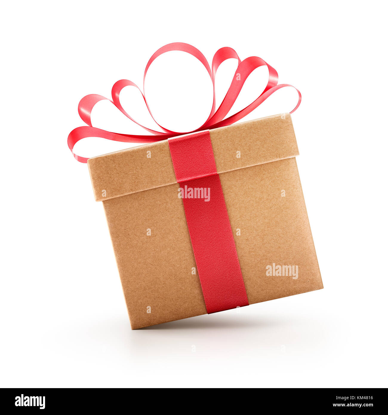 Gift box with red bow isolated on white background Stock Photo - Alamy