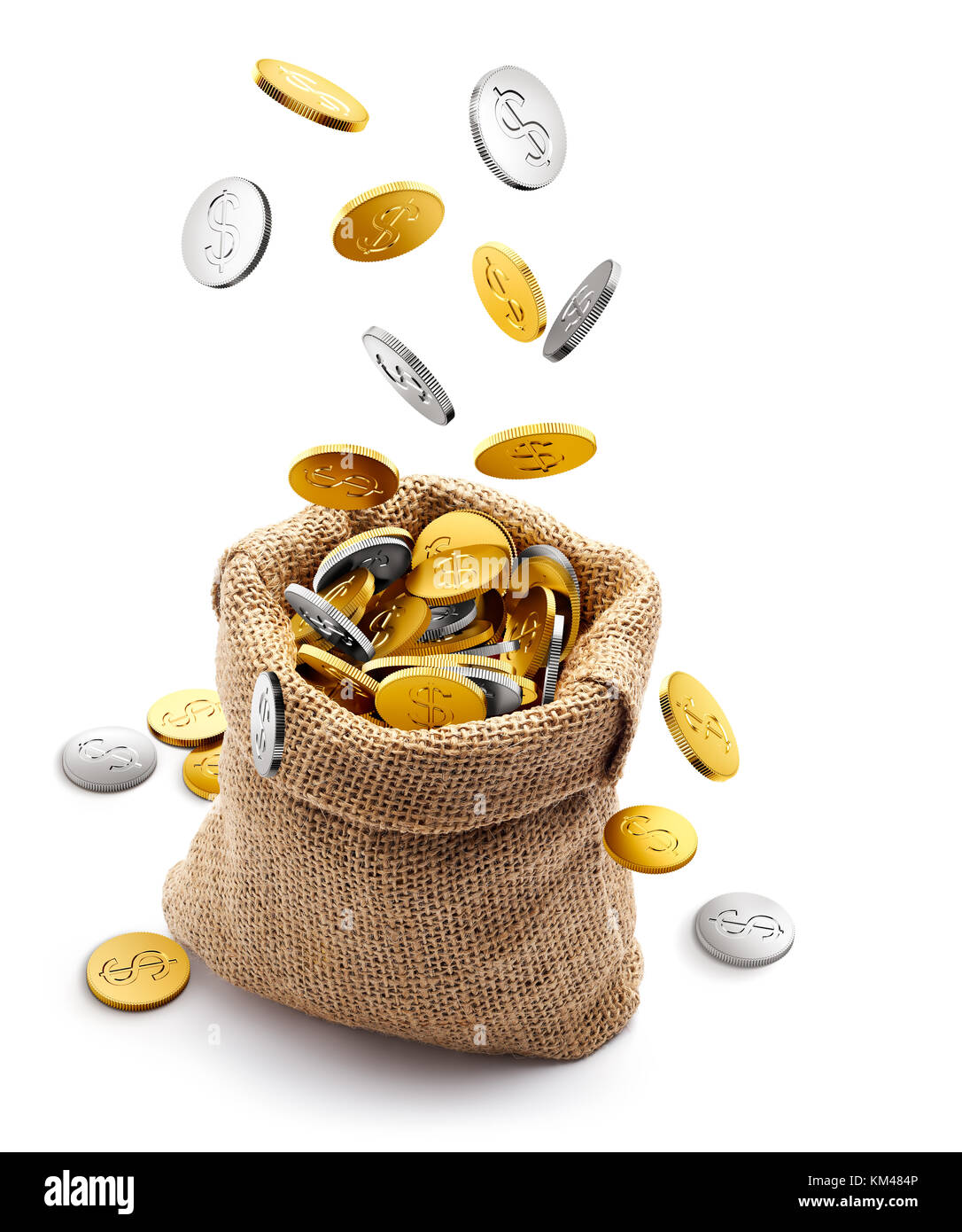 Bag gold coins sack hi-res stock photography and images - Alamy