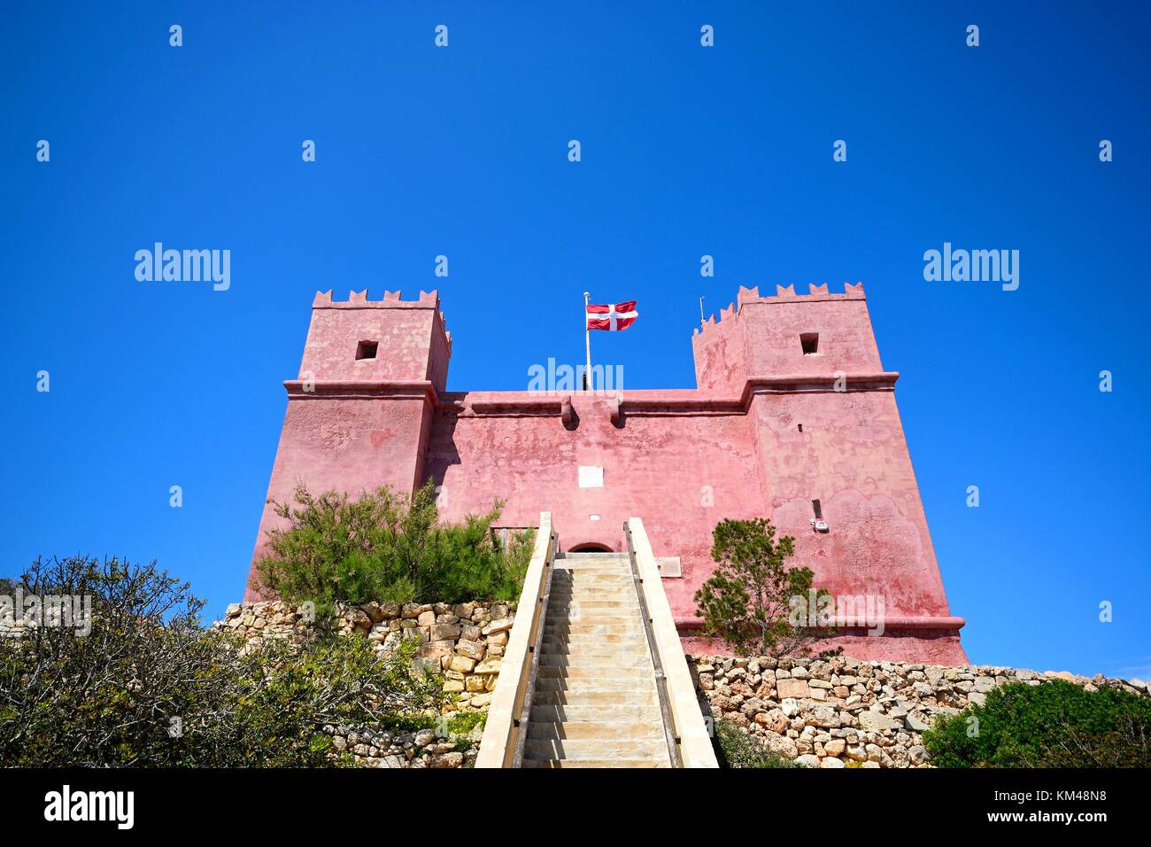 View of St Agathas Fort also known as the Red Fort, Mellieha, Malta ...