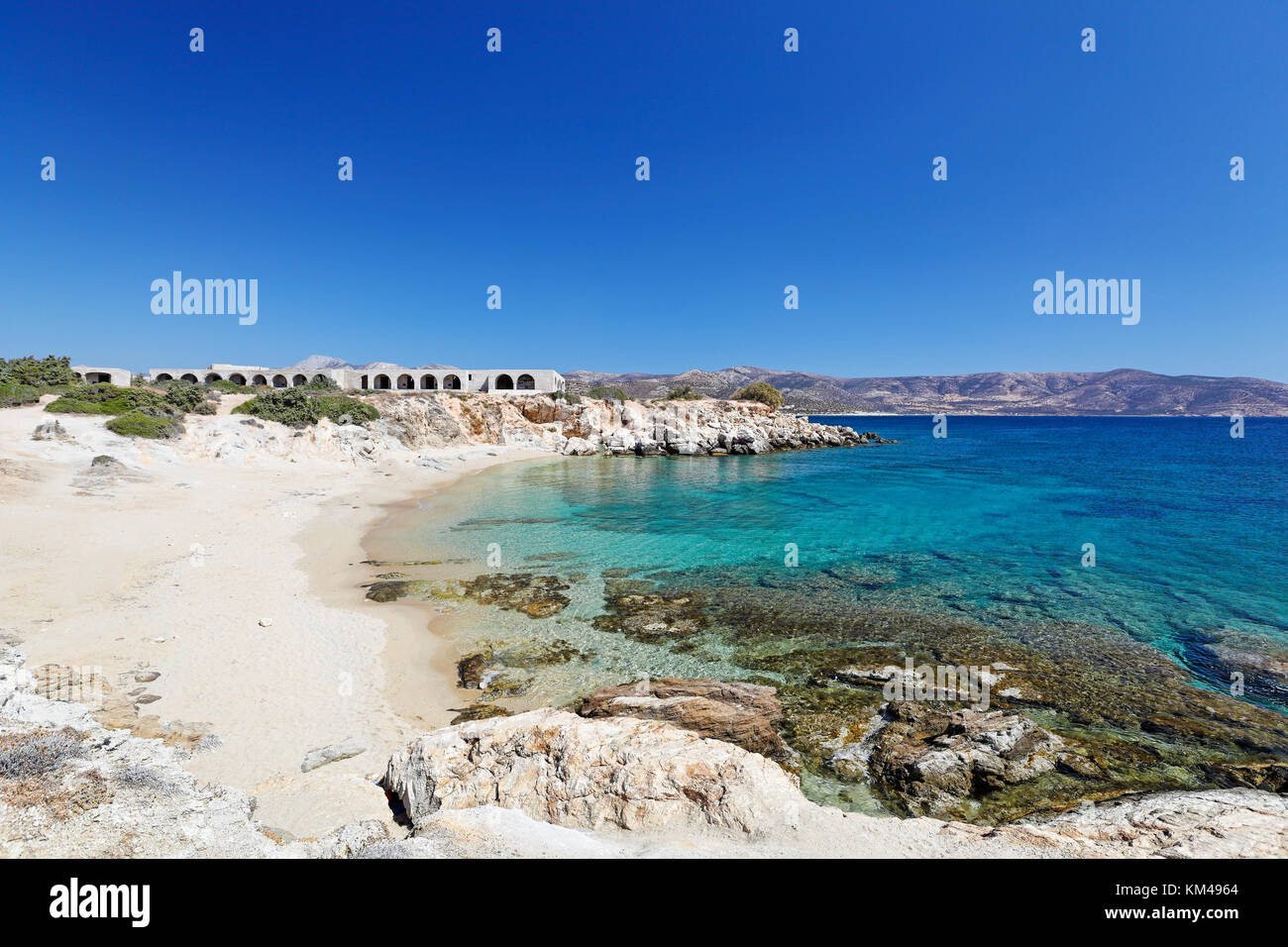 Mikro Alyko Beach of Alyko Peninsula in Naxos island, Greece Stock ...