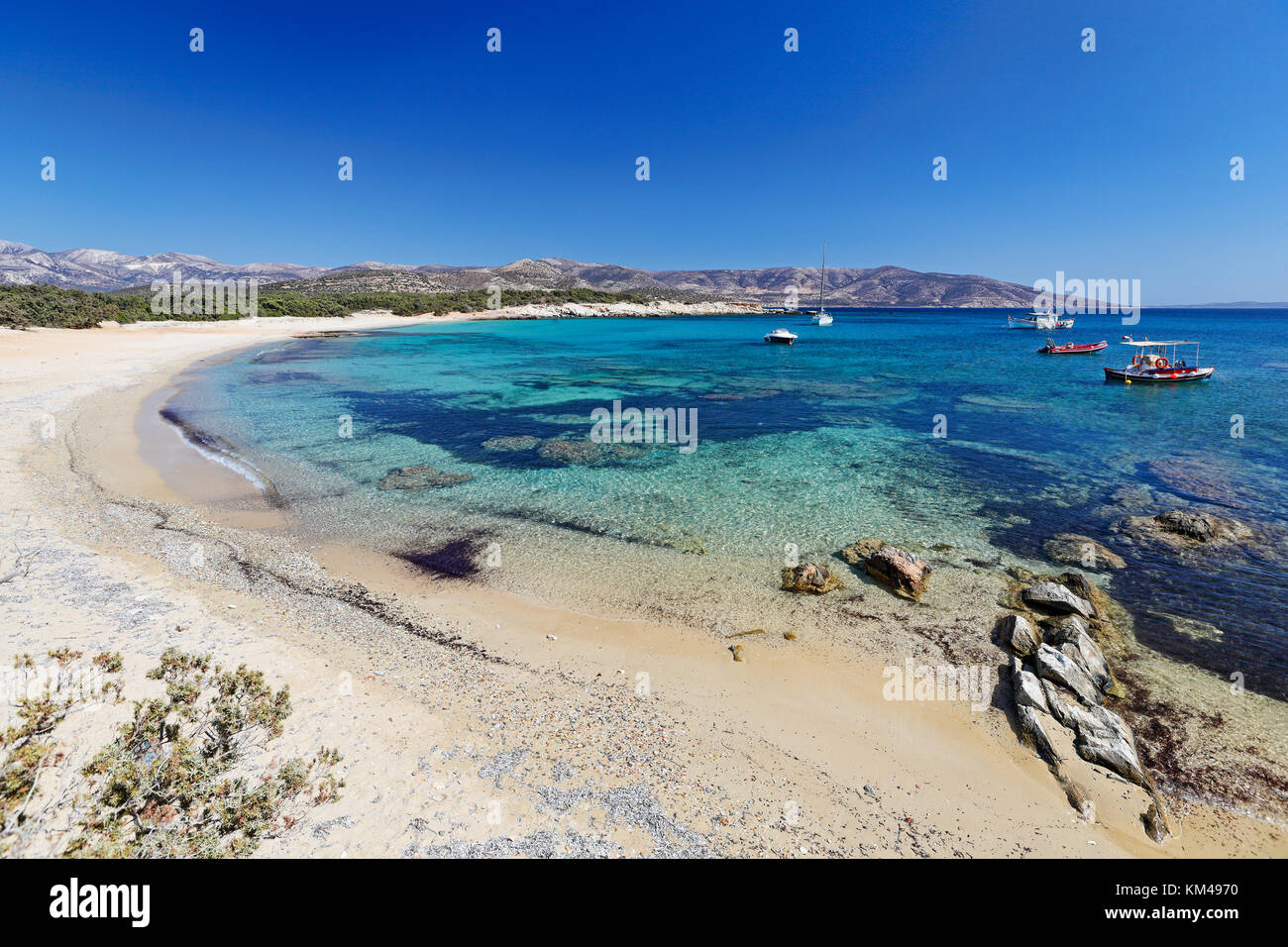 Alyko Beach (Saint George) in Naxos island, Greece Stock Photo - Alamy
