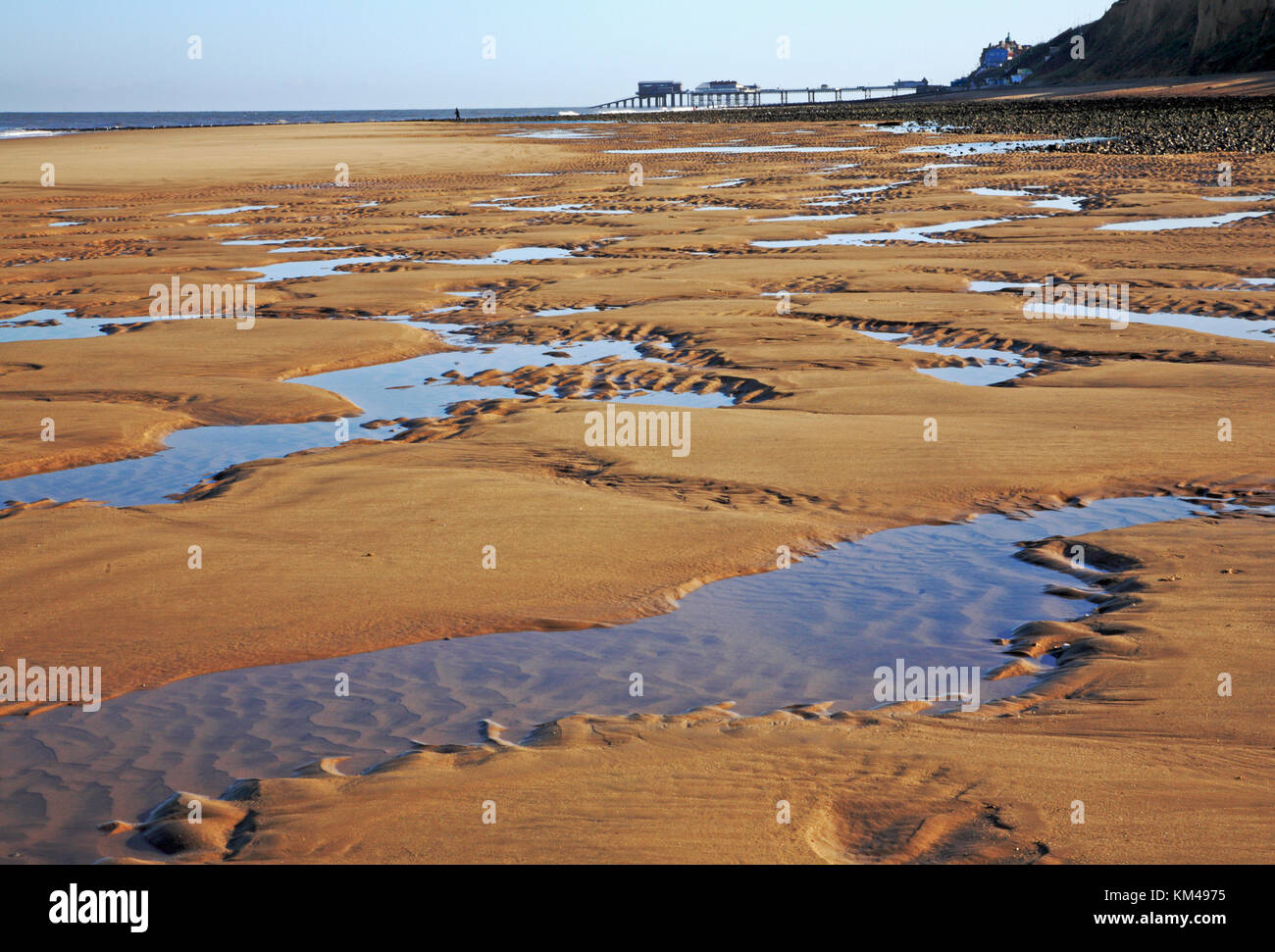 A view of the beach at low water in North Norfolk at East Runton ...