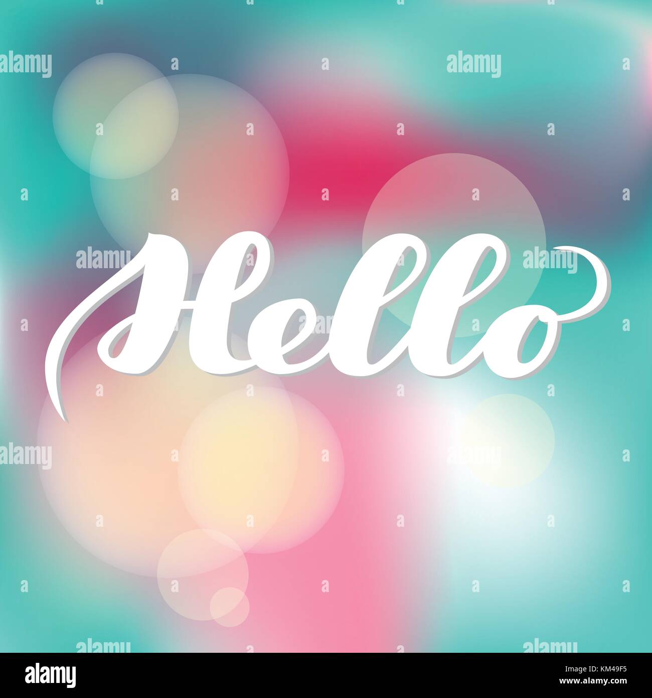 Hello. Vector hand drawn brush lettering on colorful background Stock ...