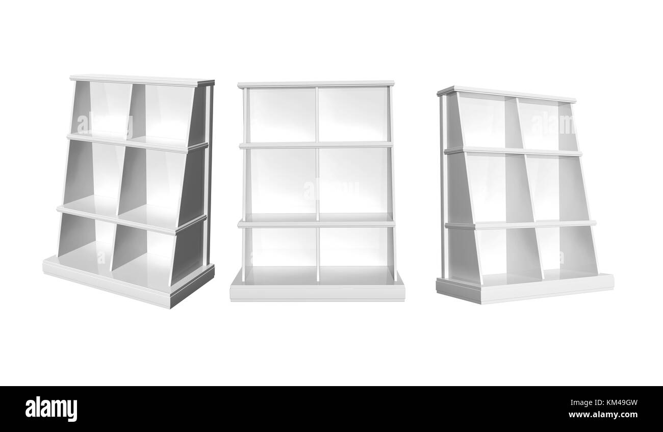 Collection of showcases. View from different angles. Objects isolated ...