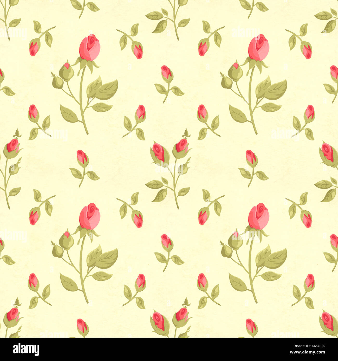 Seamless retro pattern (tiling) with rose flower in shabby chic style ...
