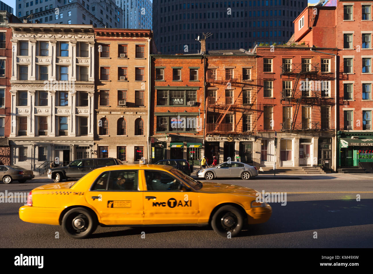 New York City, USA - Nov 12, 2011 : Yellow taxi in a south manhattan ...