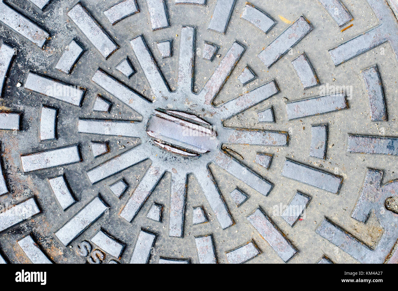Rustic grunge manhole cover texture background Stock Photo - Alamy