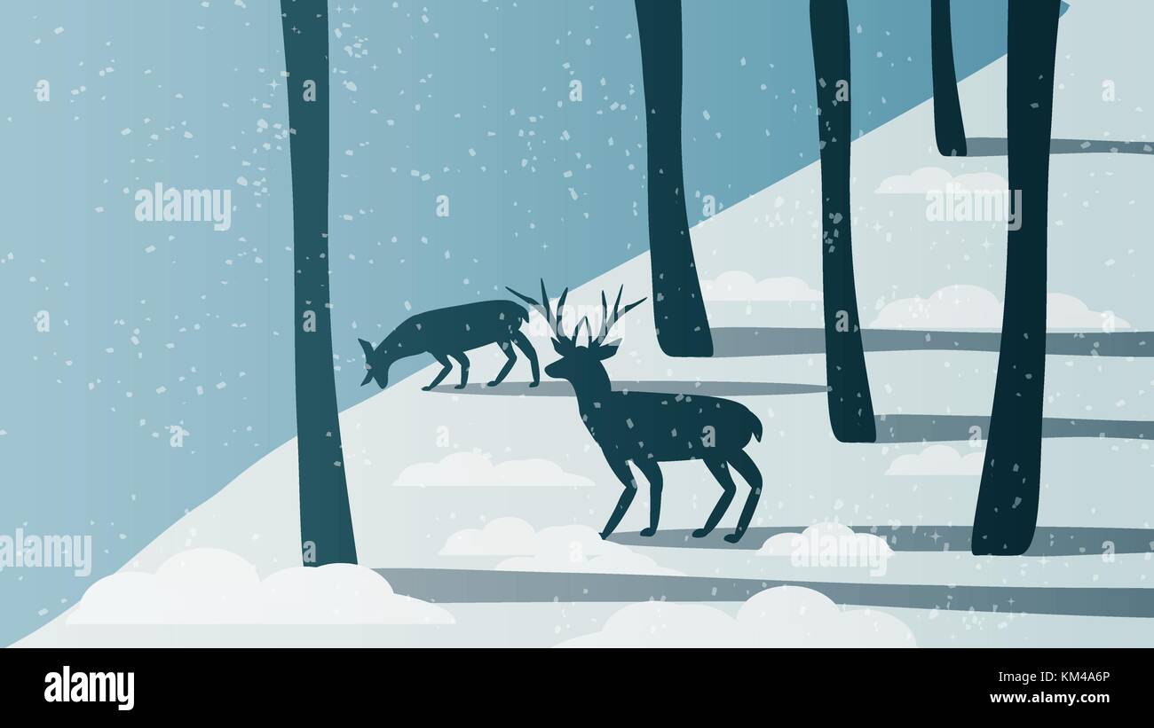 Stag sun winter Stock Vector Images - Alamy