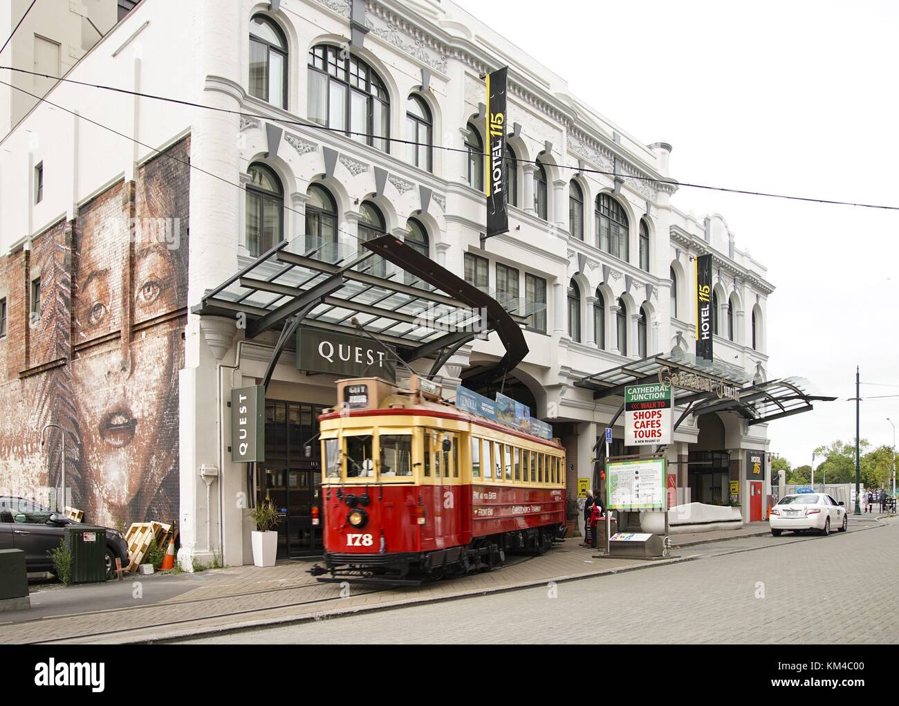 A tram leaves the streetcar depot, which has been converted into a ...
