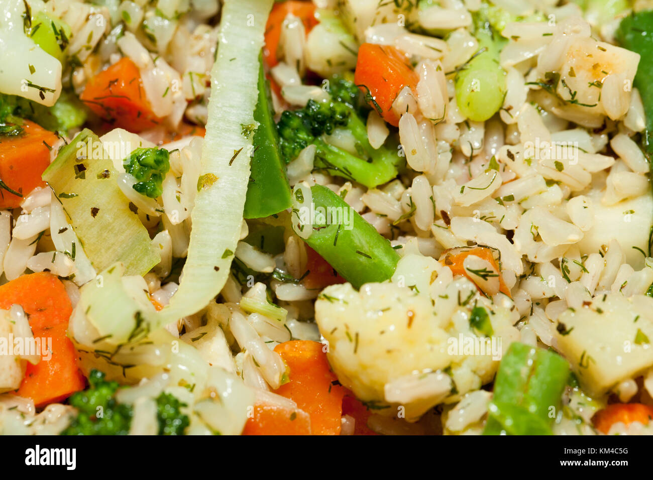 the healthy diet - brown rice with vegetable Stock Photo - Alamy
