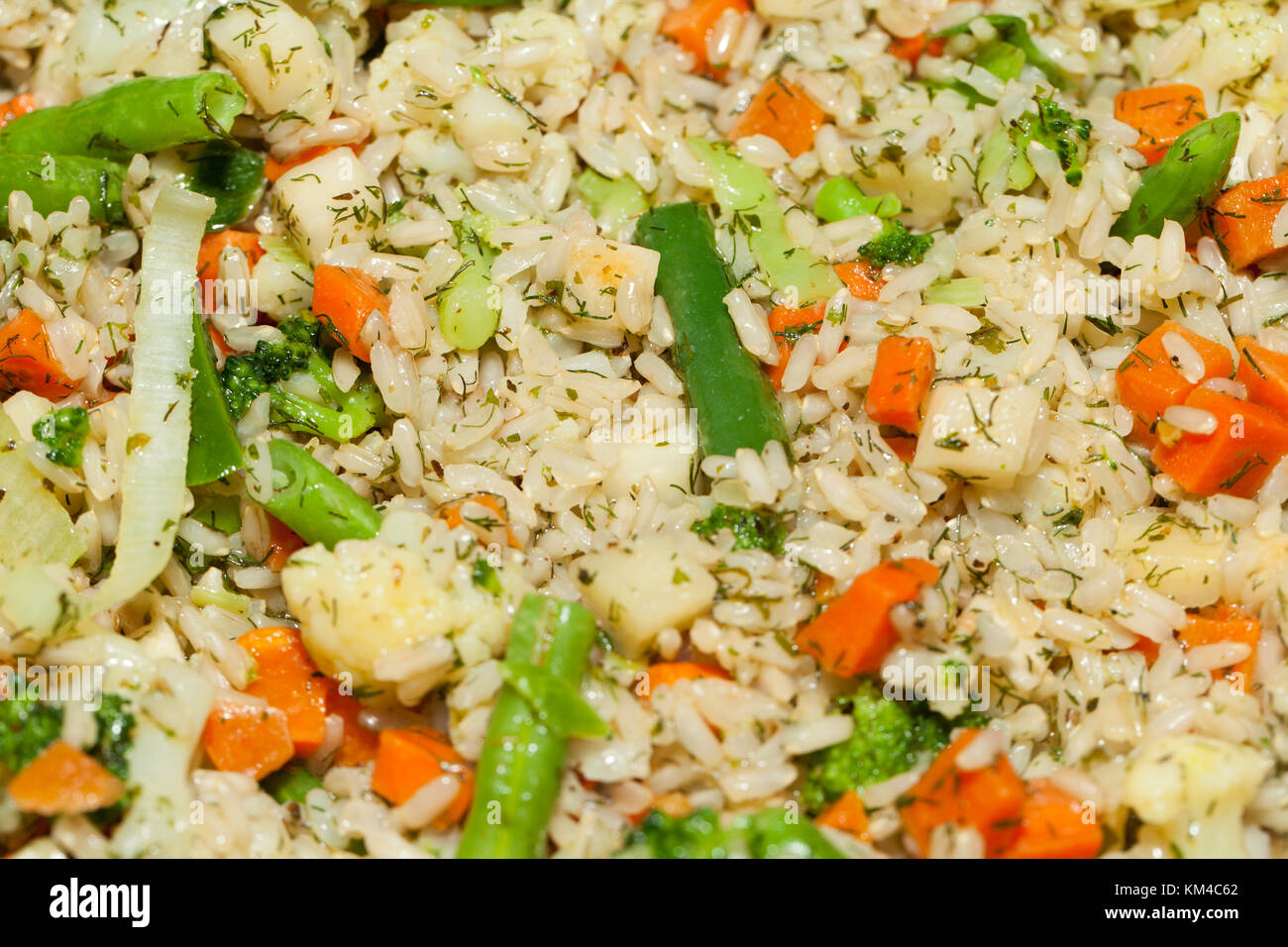 the healthy diet - brown rice with vegetable Stock Photo - Alamy