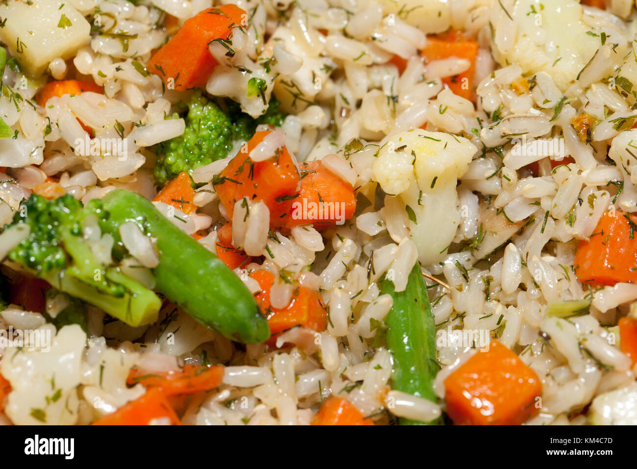 the healthy diet - brown rice with vegetable Stock Photo - Alamy