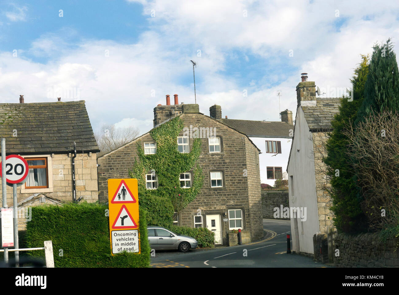 The tiny stone built village of Salterforth on the border between ...