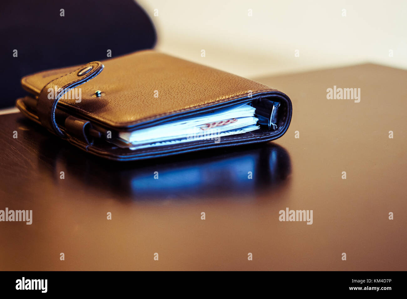Closeup of notepad for agenda kept on table in empty corporate ...
