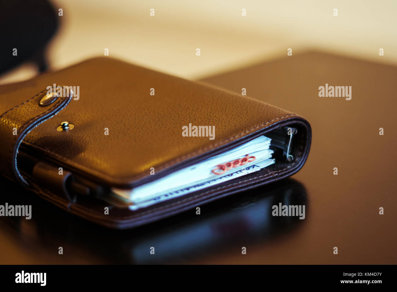 Closeup of notepad for agenda kept on table in empty corporate ...