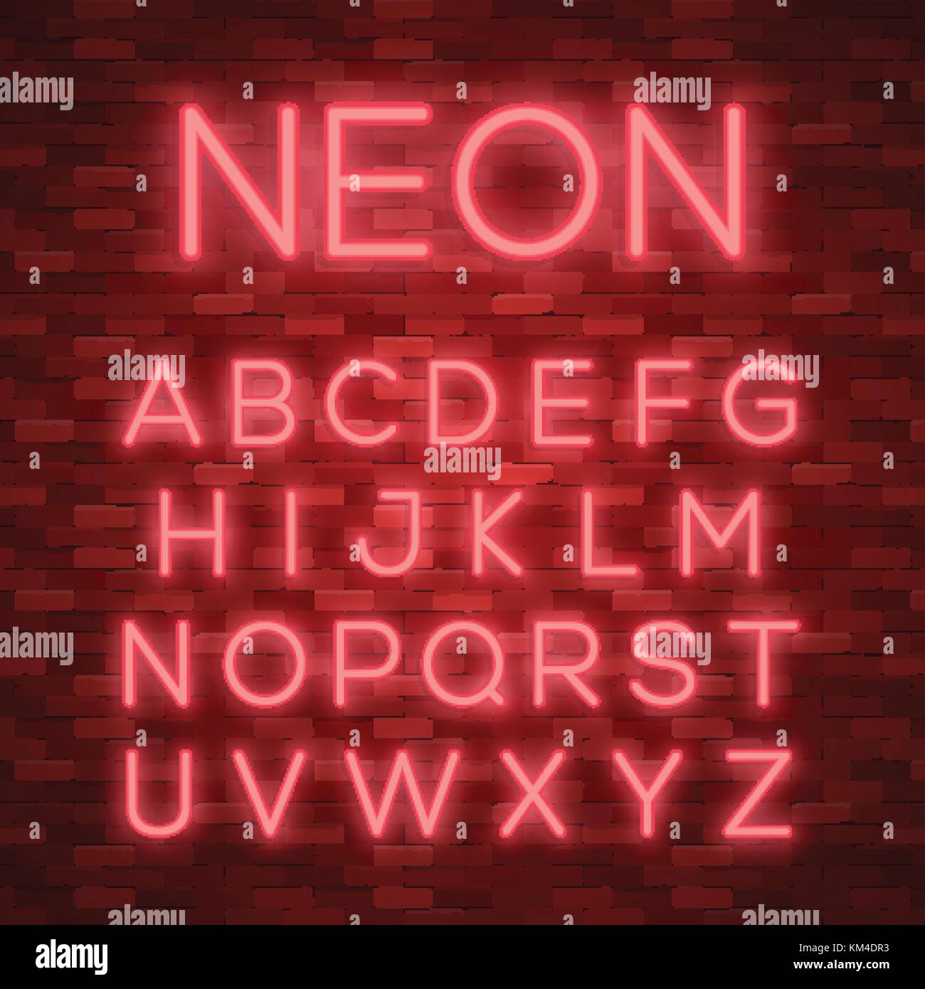 Realistic neon alphabet. Bright neon glowing font Stock Vector Image ...