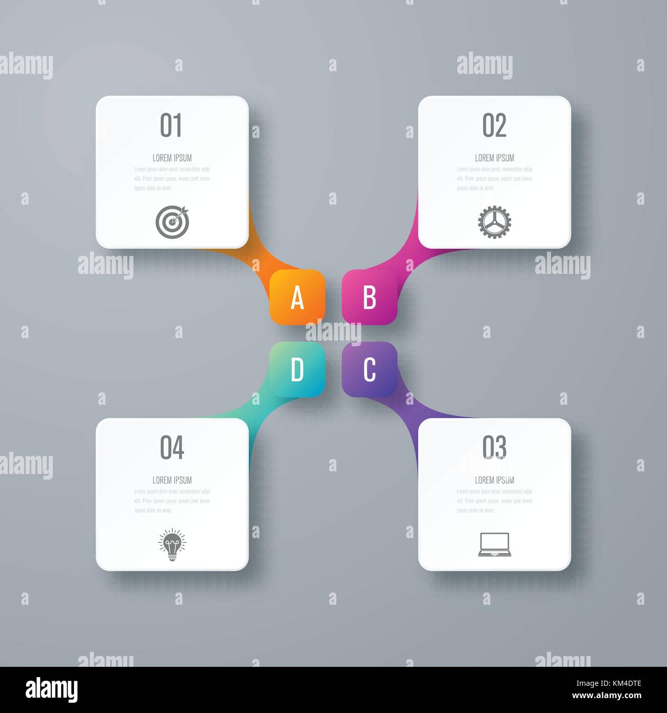 Business infographics template 4 steps with square Stock Vector Image ...