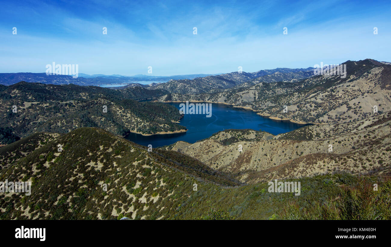 Aerial view of Lake Berryessa from the first viewpoint of the Blue ...