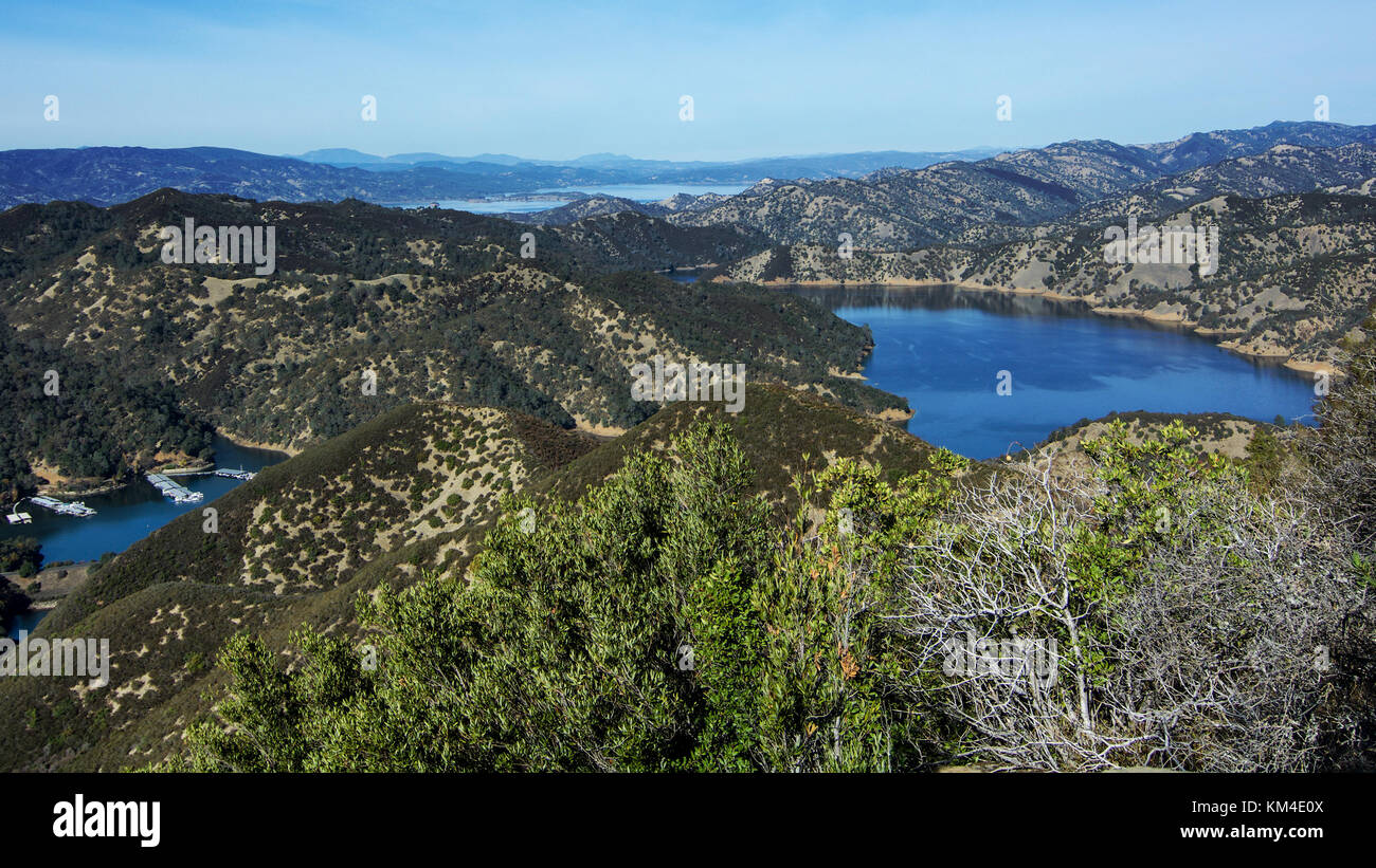 Aerial view of Lake Berryessa from the Blue Ridge Trail, Stebbins Cold ...
