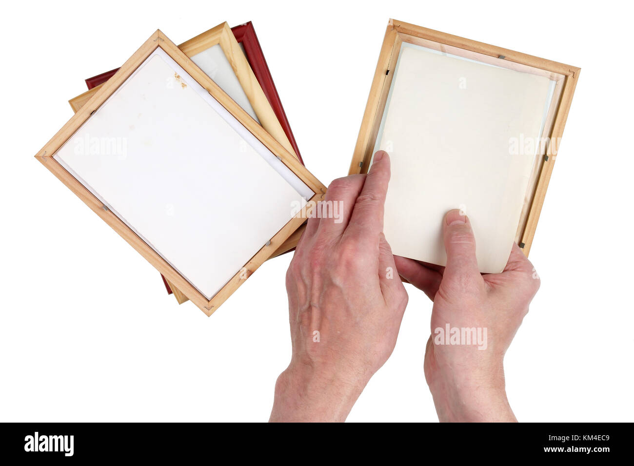 Wooden photo frame with old photos hi-res stock photography and images ...