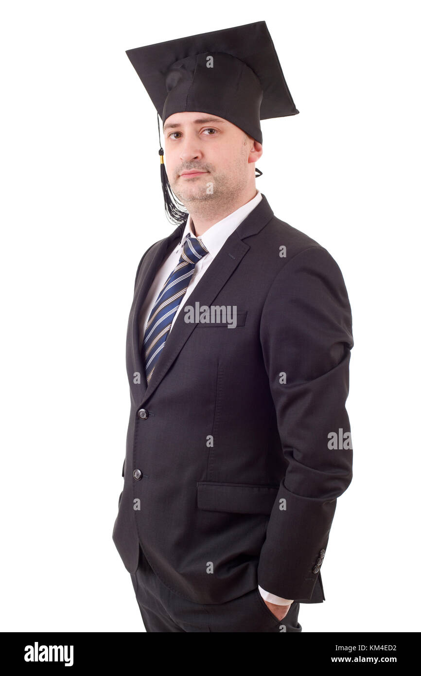 Proud male college professor standing isolated on white background ...