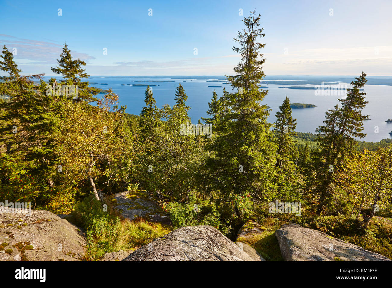Finnish landscape at sunset. Lake Pielinien. Koli viewpoint. Finland ...