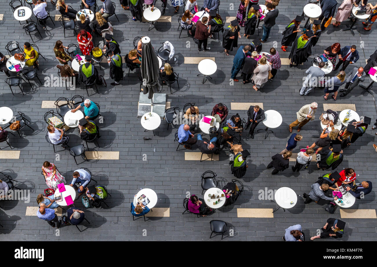 Aerial View of Parents and Students relaxing after a University ...