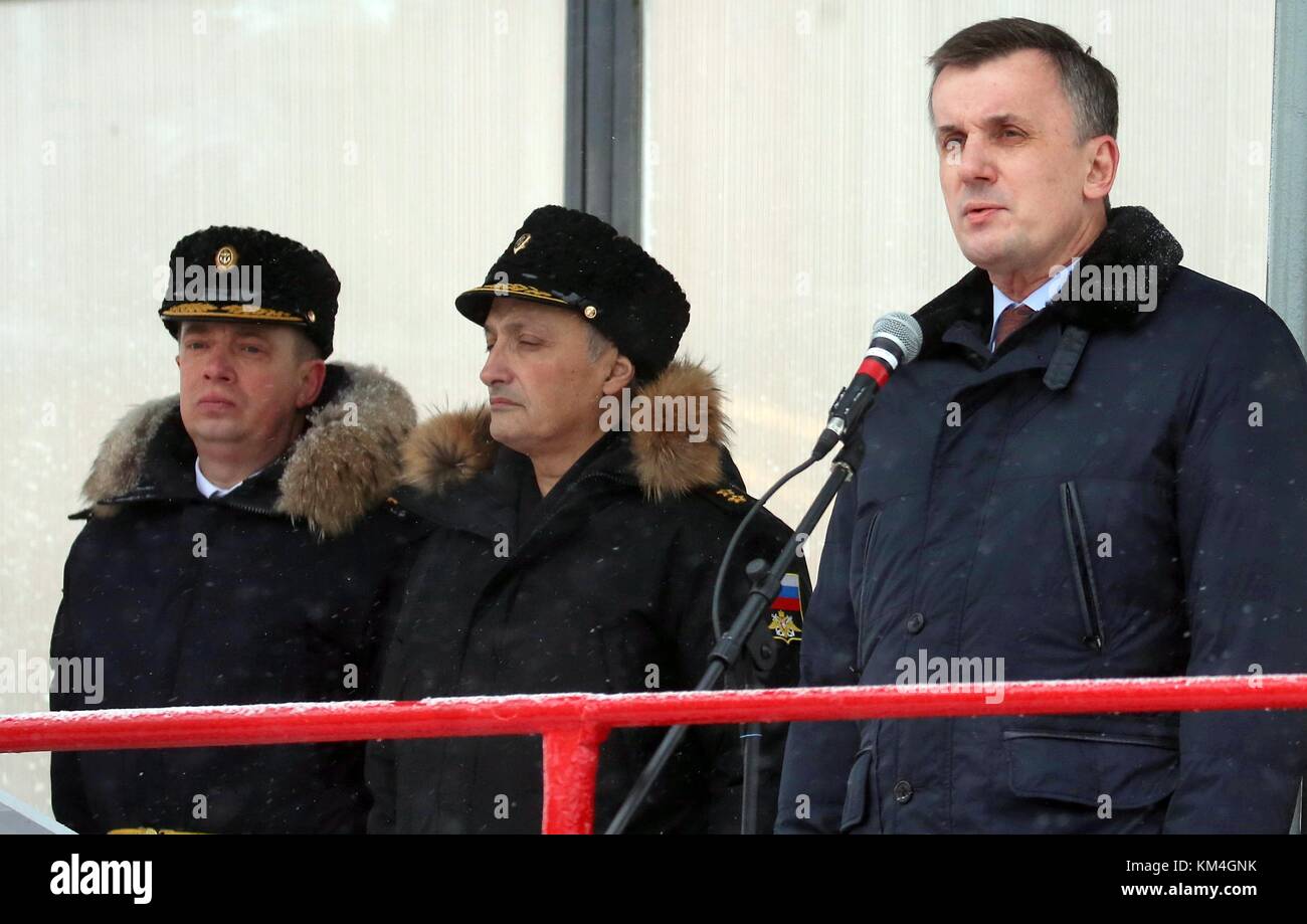 November 30, 2017. - Russia, Saint Petersburg. - Flag-raising ceremony ...