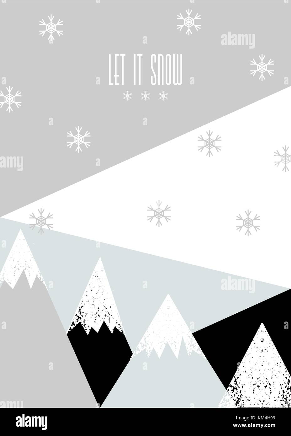 Modern Christmas greeting card template with text Let It Snow and ...