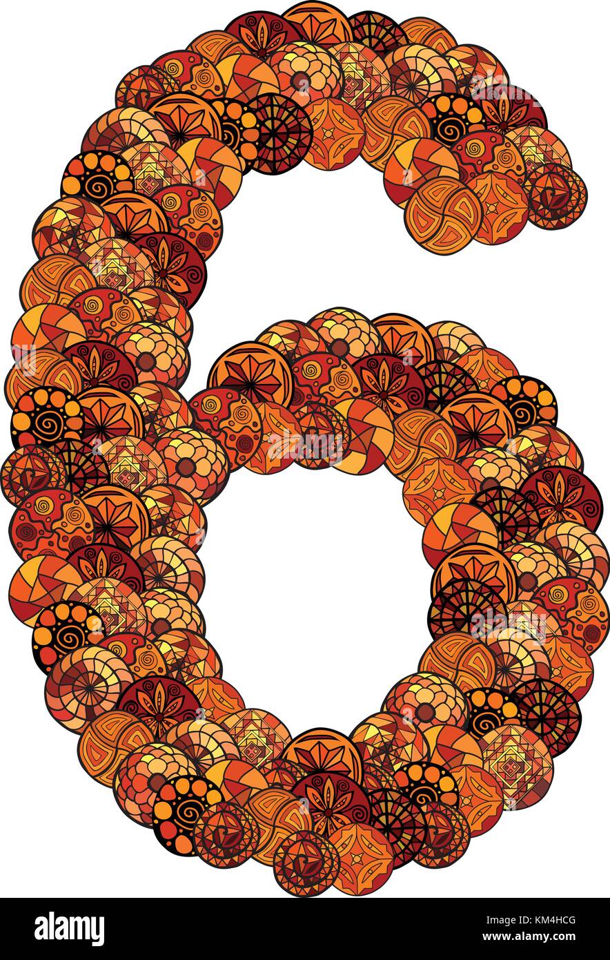 abstract vector font, made of ethnic elements - number six Stock Vector ...