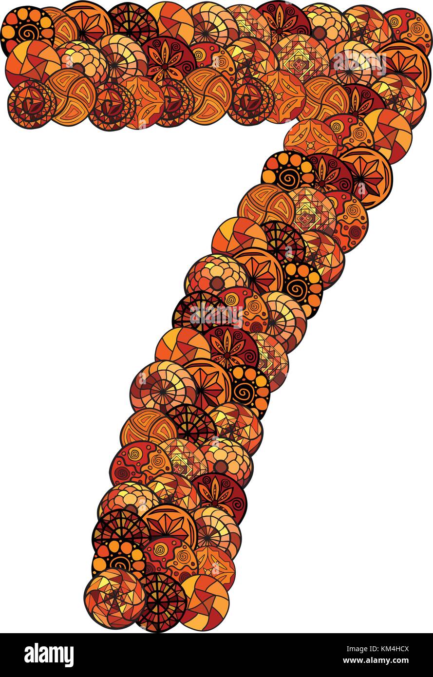 abstract vector font, made of ethnic elements - number seven Stock ...