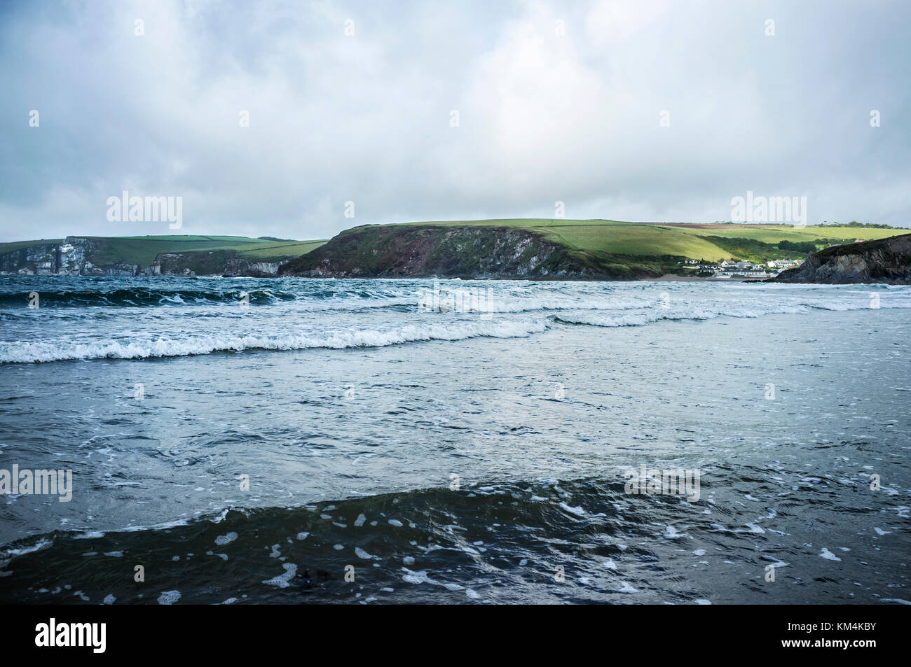 View of wave patterns in shallow choppy water, from the sea shore ...