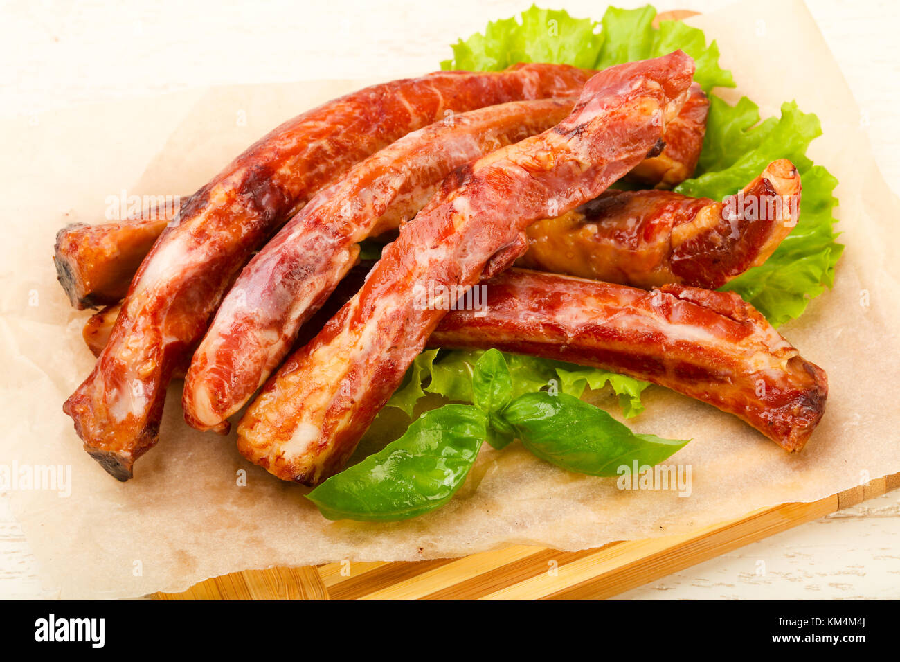 Smoked pork ribs snack Stock Photo - Alamy