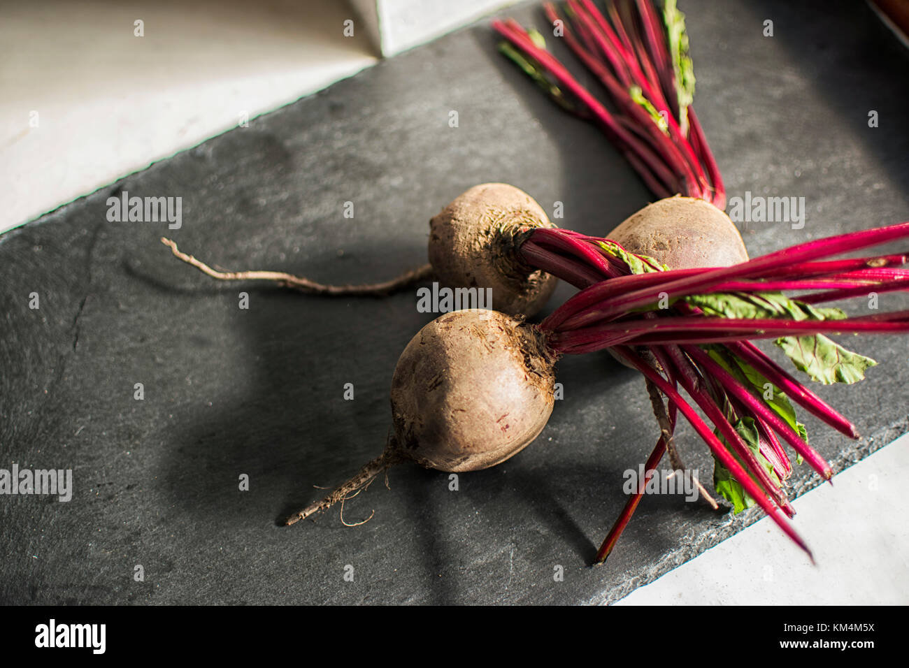 Raw Beetroot on Slate Stock Photo - Alamy
