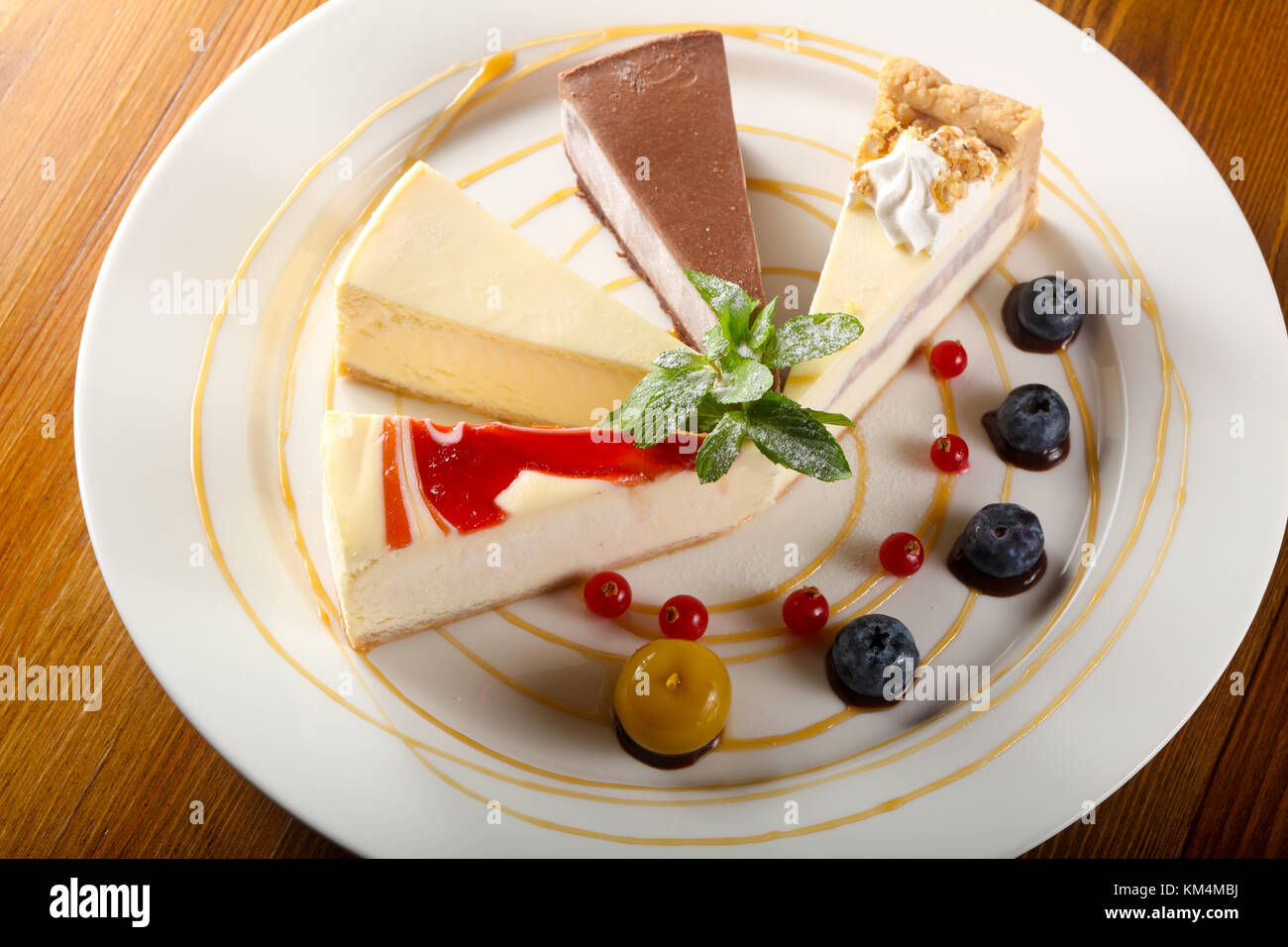 Cheesecake assortment with blueberry and mint Stock Photo - Alamy