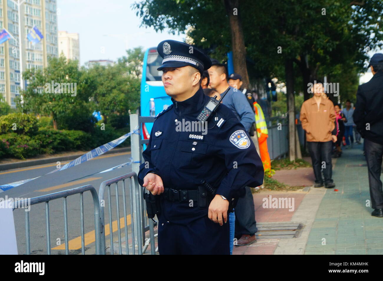 The security work at the marathon scene, the police and the security ...