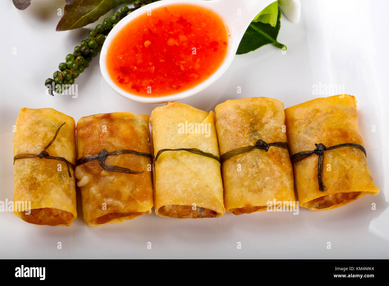 Traditional Asian spring roll with shrimps and vegetables Stock Photo ...