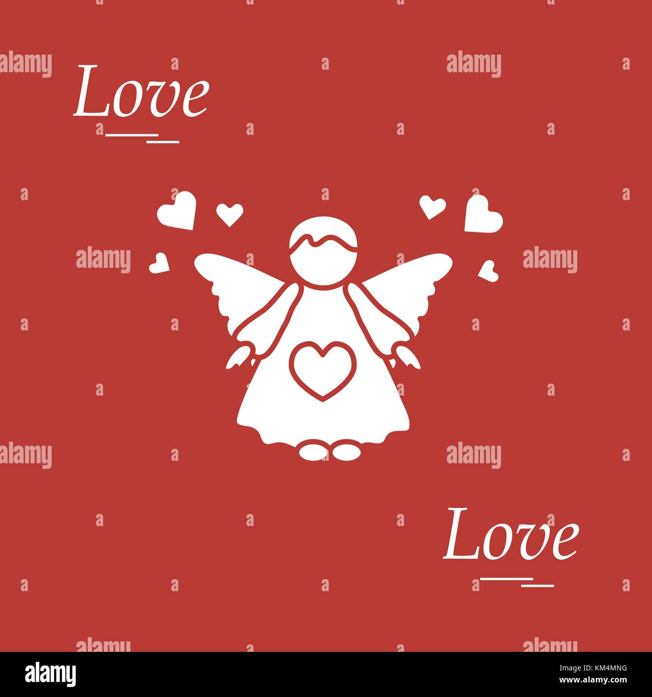 Cute vector illustration: angel and hearts. Love symbol. Design for ...