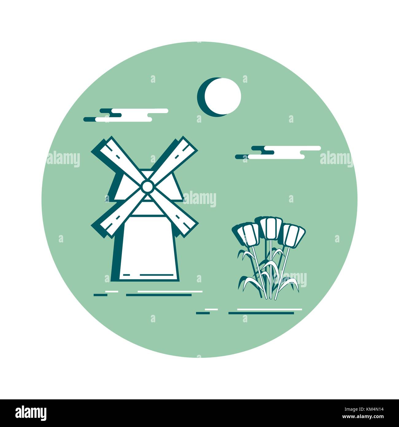 Illustration with symbols of Holland. Travel and leisure. Design for ...